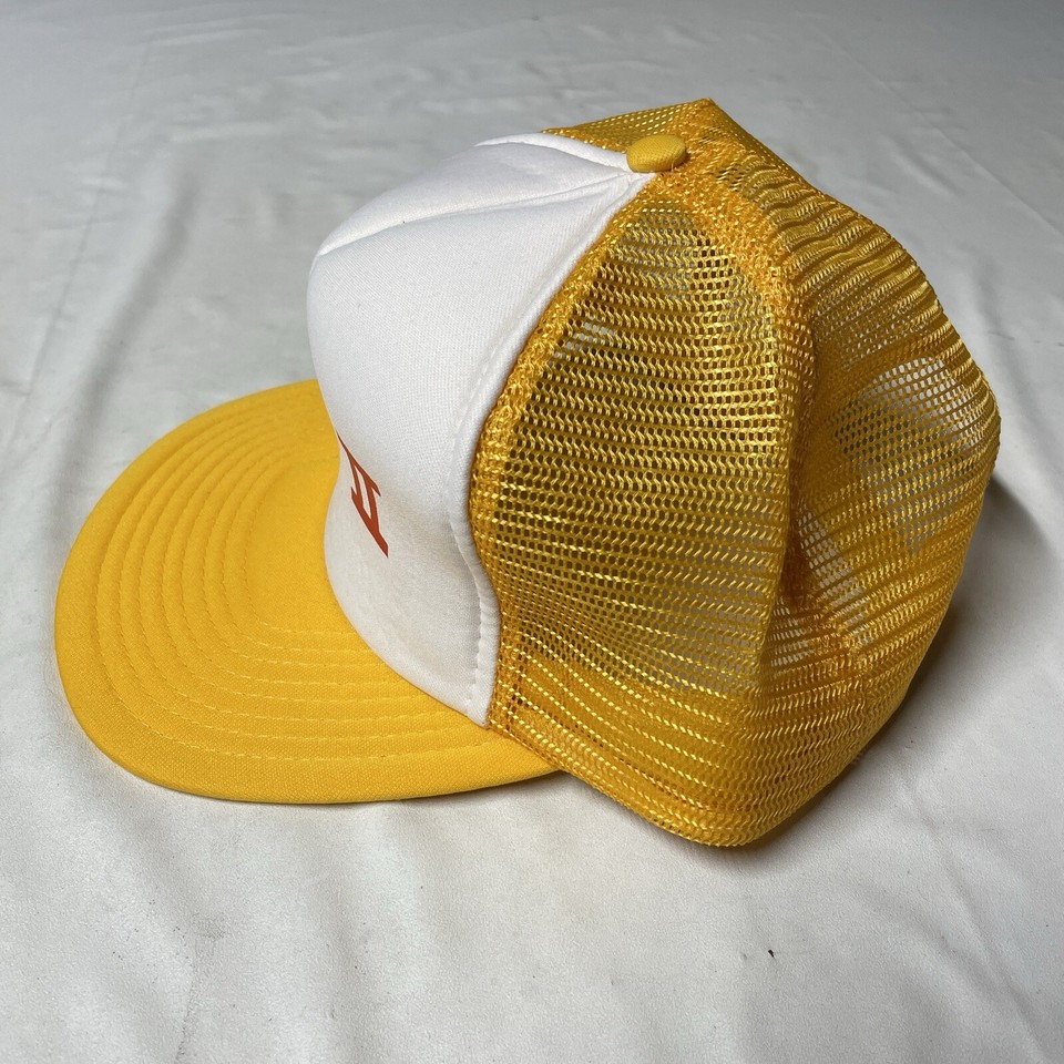 Vintage 90s Trucker Hat SnapBack Yellow White Red “Act 2” Hipster 80s Streetwear | eBay