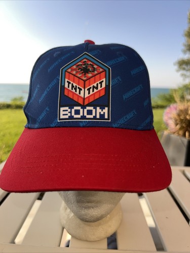 Minecraft TNT BOOM BLOCK on Royal Blue Red Youth Hat Cap Snapback EUC ...