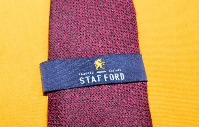 STAFFORD BURGUNDY/RED DOTS MOTIF POLYESTER/RAYON TIE - NWT - DESIGNER ...