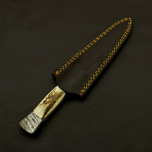 CUSTOM HAND FORGED DAMASCUS STEEL BLADE BOOT DAGGER - HUNTING KNIFE ...