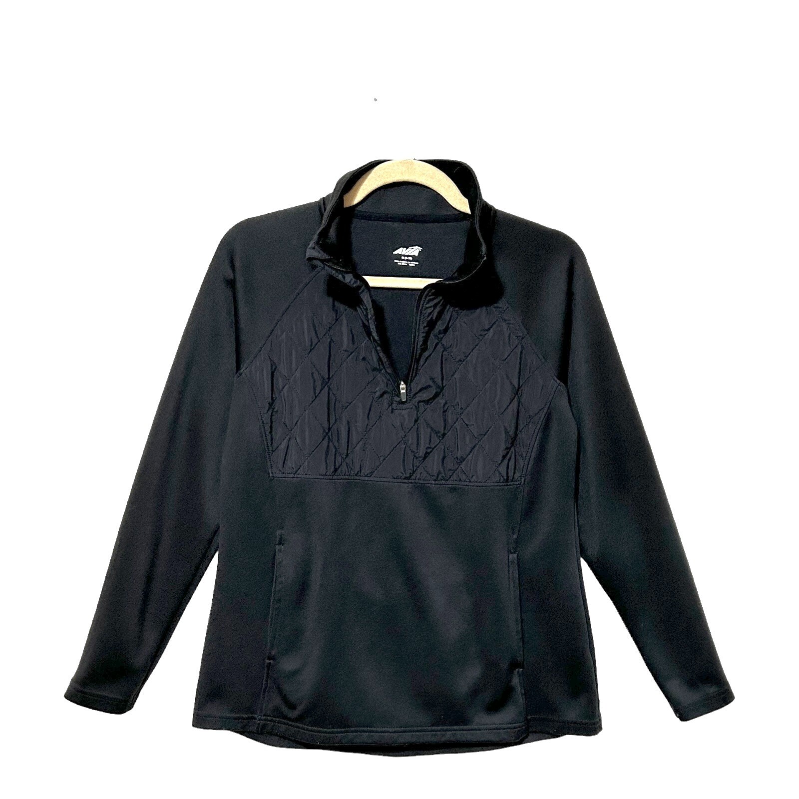 Avia Womens Activewear Jacket M 8 10 Black 1/4 Zip Quilted Front ...