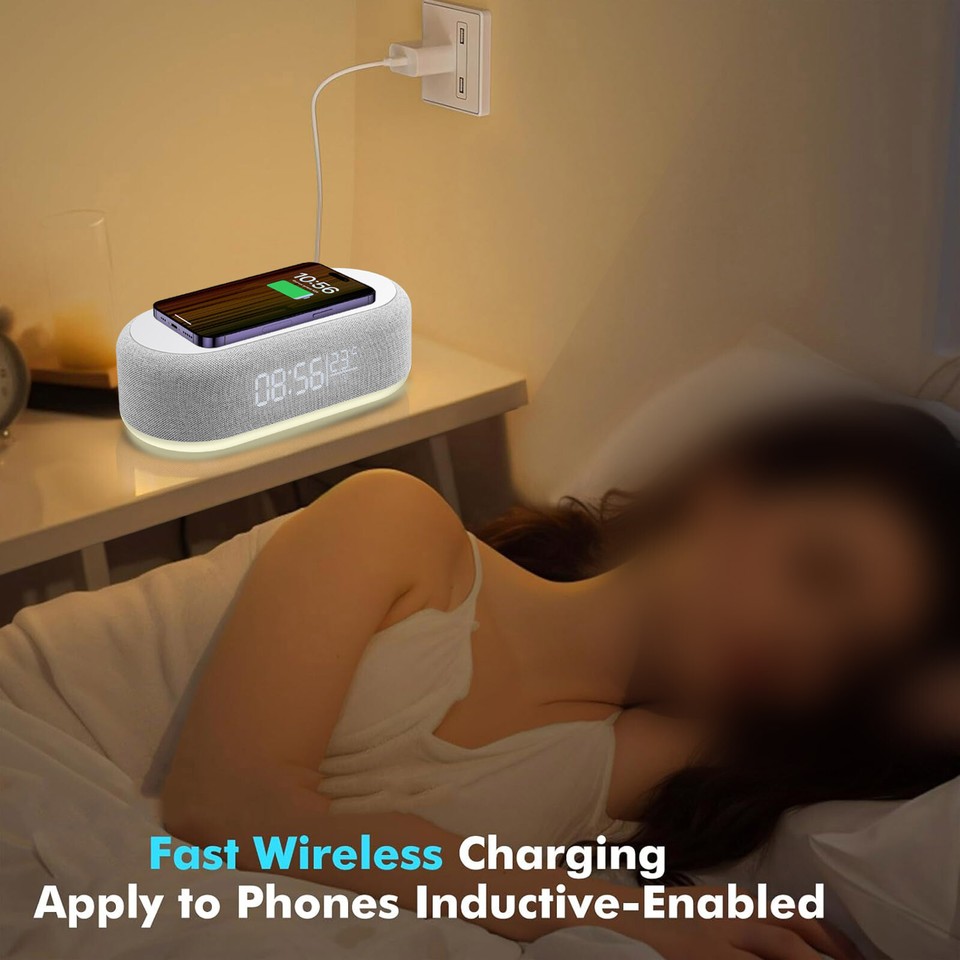 Wireless Charger LED Thermometer Display Digital Alarm Clock For Apple ...