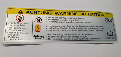 Genuine New AUDI FAN CAUTION WARNING LABEL CAUTION DECAL 8K0010520A | eBay