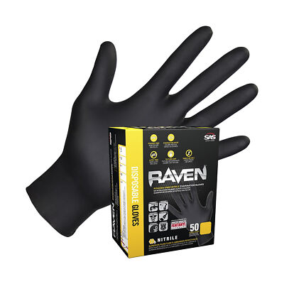 Raven Powder-Free Exam Grade Nitrile Gloves - Large - SAS Safety 66518 ...