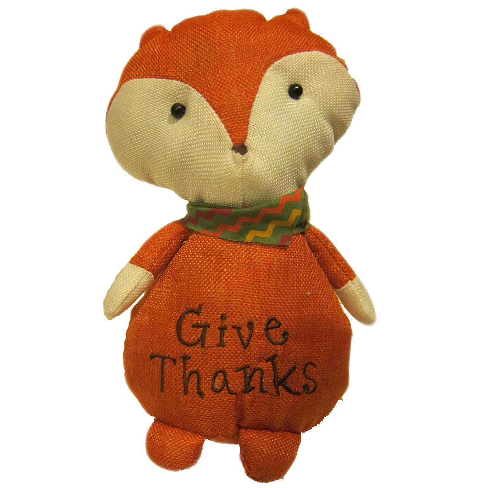 Fall Fest Fabric Fox 10" Stuffed Plush Animal Table Top Thanksgiving ...