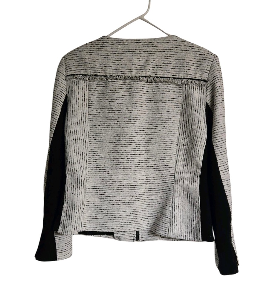 Karl Lagerfeld Paris Full Zip Tweed Fringe Suit Career Office Jacket ...