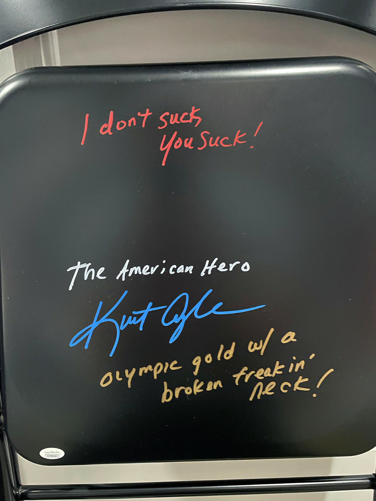 KURT ANGLE Autographed SIGNED Full Size Steel Folding Chair JSA COA WWE ...
