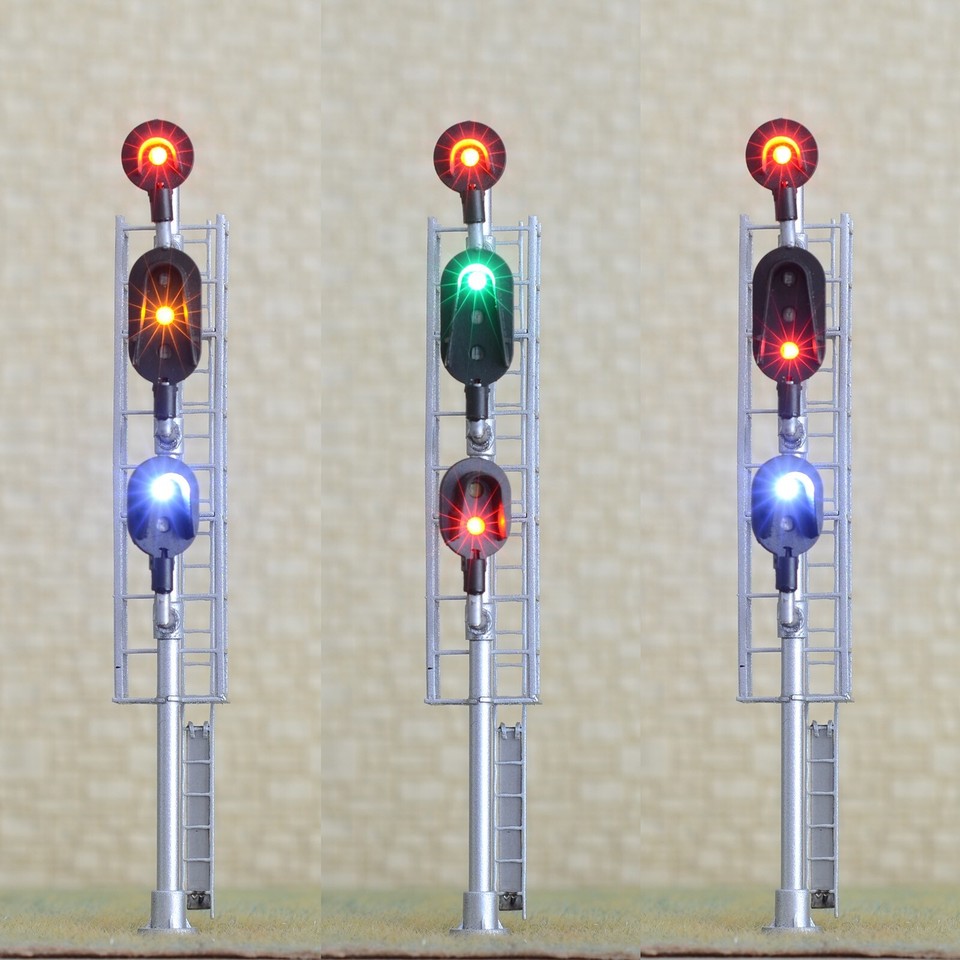 1 x HO scale model 3 colors block signal 3 heads Darth Vader style LED ...