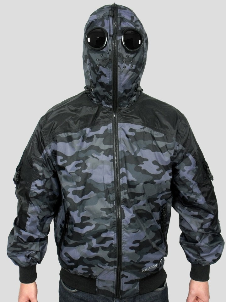 Mens Waterproof Bomber Jacket Hooded Goggle Rain Coat Streetwear Hunter ...