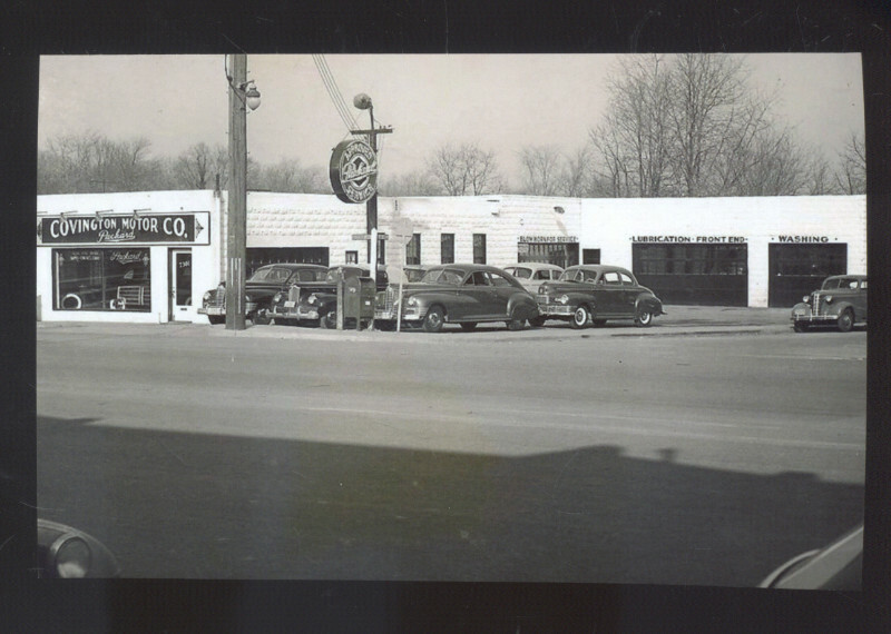 REAL PHOTO COVINGTON MOTOR COMPANY CAR DEALER ADVERTISING POSTCARD COPY ...
