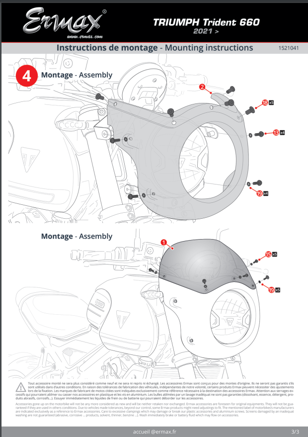 Ermax Screen Fairing Deflector Unpainted Triumph Trident 660 2021 ...