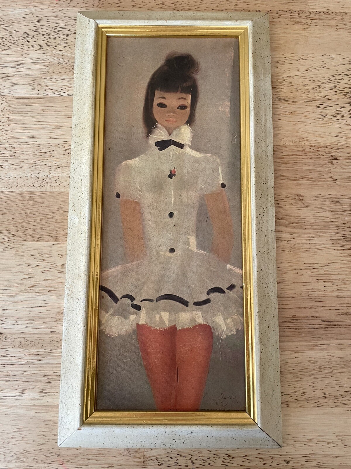 MCM Vintage Framed Print Of Painting Igor Pantuhoff Girl Gigi Big Eyes ...