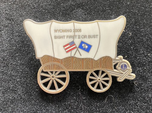 Vintage 2008 Wyoming Lions Club Figural Covered Wagon Pin Sight First ...
