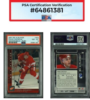 2001-02 BAP MEMORABILIA PAVEL DATSYUK #303 RUBY PARALLEL ROOKIE RC/200 ...