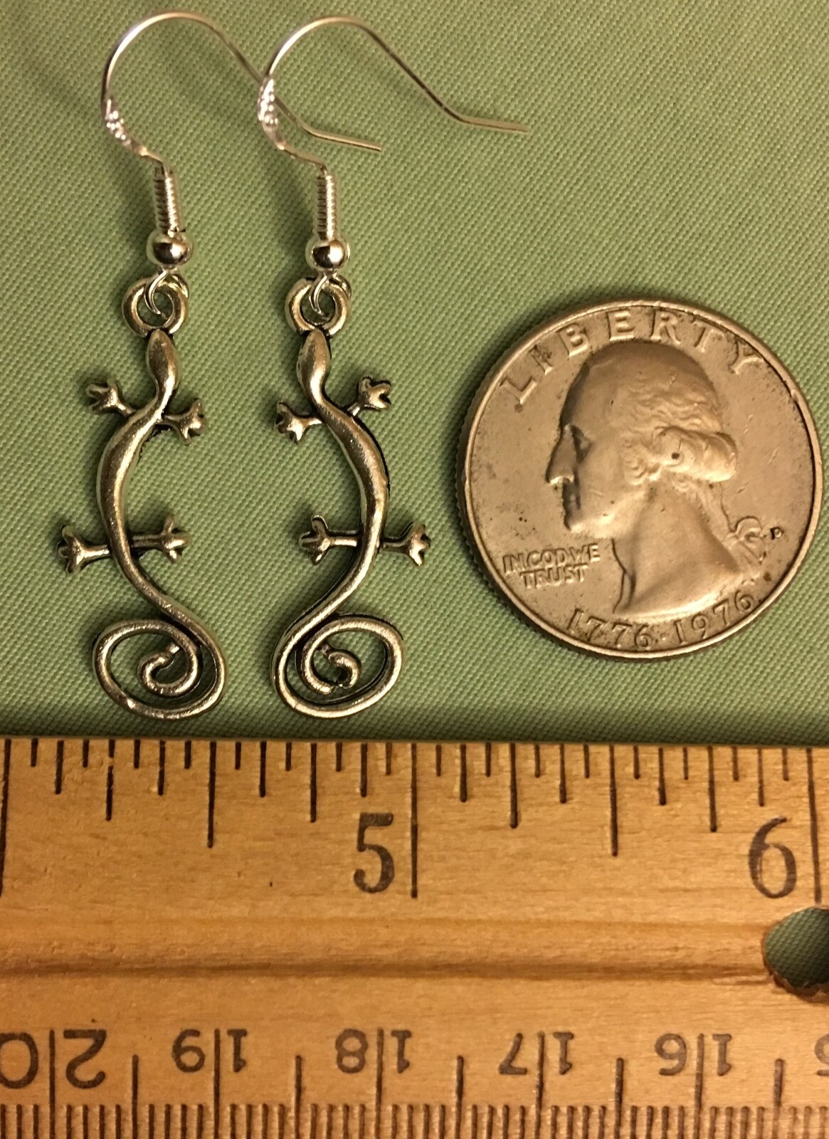 GECKO EARRINGS - Pewter with Sterling Silver Ear Wires LIZARD SKINK | eBay