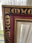 VINTAGE HAND CARVED GILDED / RED WOOD FRAME FOR PAINTING 10 X 8 INCH (c ...