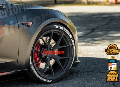 Tire Lettering Fits Tesla Performance Tire Decal Stickers 16"-22" SET 0 ...
