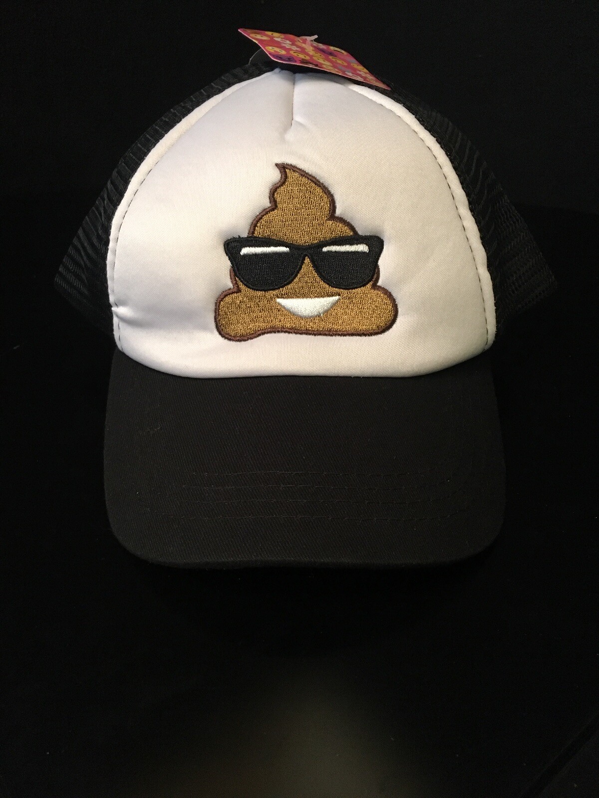 NEW Poop Dookie Emoji W Sunglasses Black Snapback Trucker Baseball Hat ...