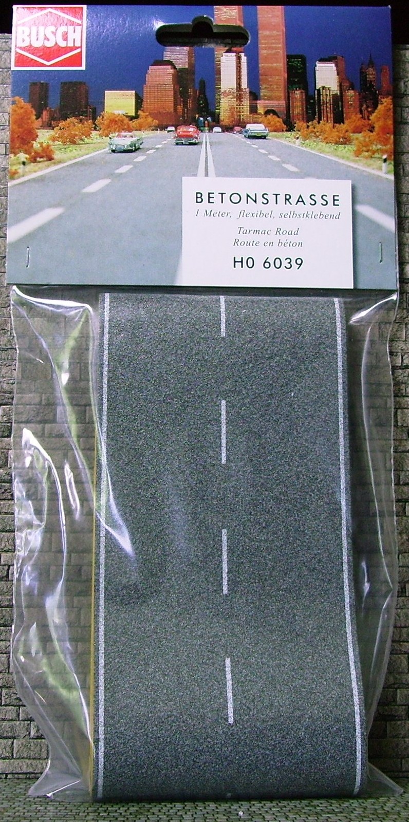 BUSCH HO scale ~ FLEXIBLE 'TARMAC' ROADWAY ~ 100 CM LONG self adhesive ...