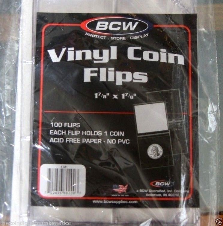 300 BCW Vinyl Coin Holder Stamp Flips Heavy Duty 2x2 + Inserts Acid ...