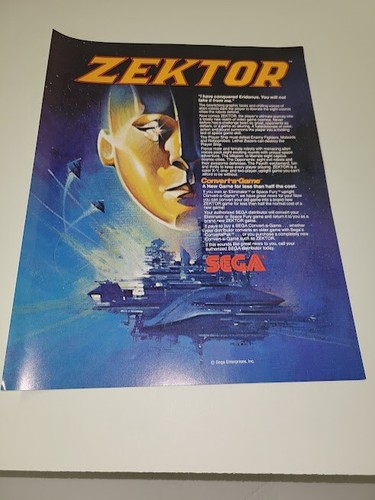 Flyer SEGA,ZEKTOR Arcade Video Game advertisement original see pic | eBay