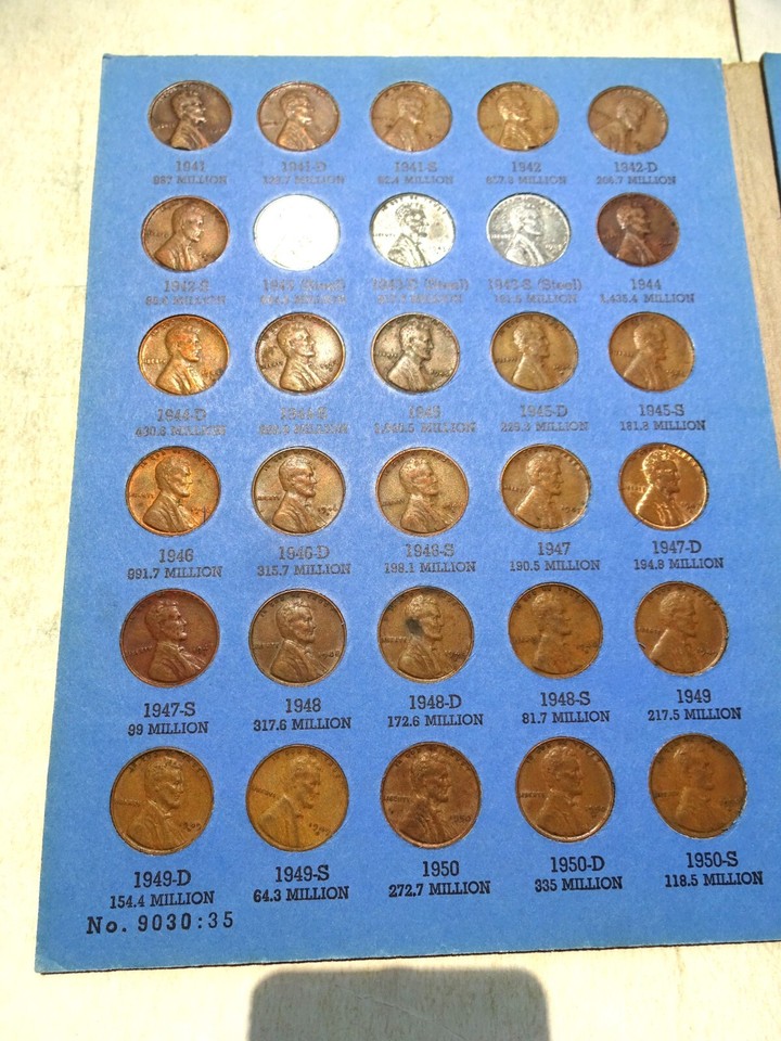 88 coin set lot collection folder book of Lincoln wheat cent pennys ...