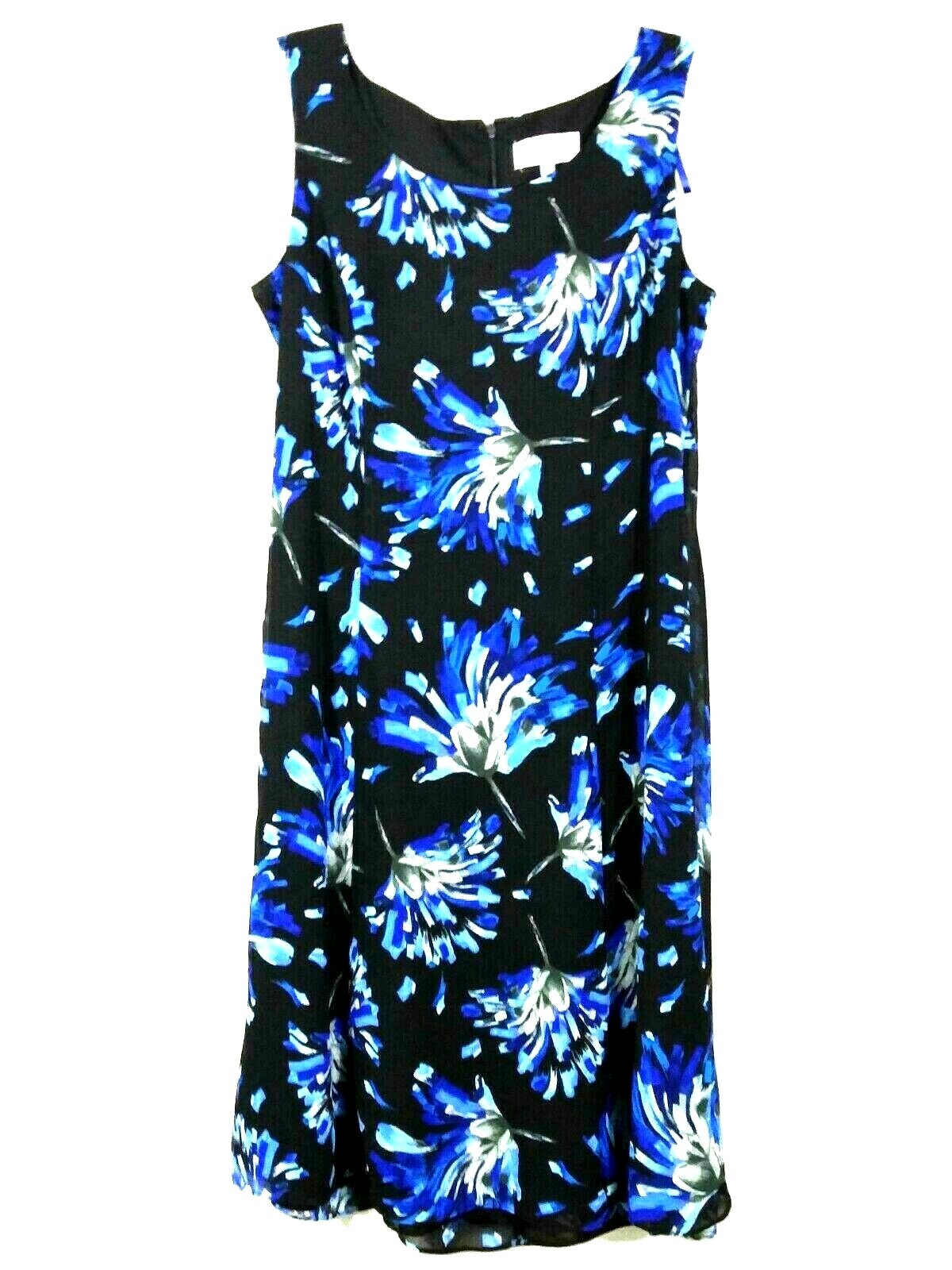 Studio I Womens 8 Dress Blue Black Bold Floral Sleeveless Sheath Summer ...