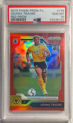 ADAMA TRAORE 2019 PANINI PRIZM P/L RED PRIZM RC #D 143/149 PSA 10 GEM ...