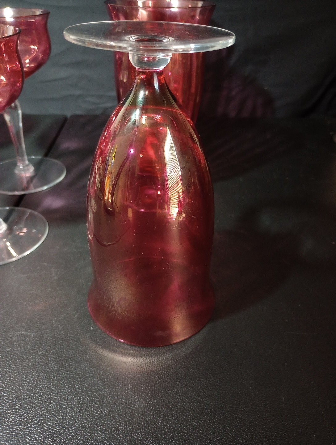 Set Of 8 Rose Lustre Optic Stemware, Goblets & Cordial Wine Glass West ...