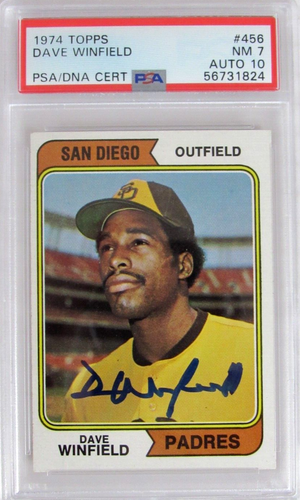 1974 Topps #456 Dave Winfield RC Signed Rookie Card PSA 7 Auto 10 ...