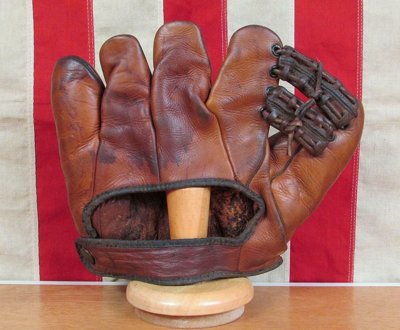 Vintage 1930s Goldsmith Leather Baseball Glove Split Finger Mitt Claude ...