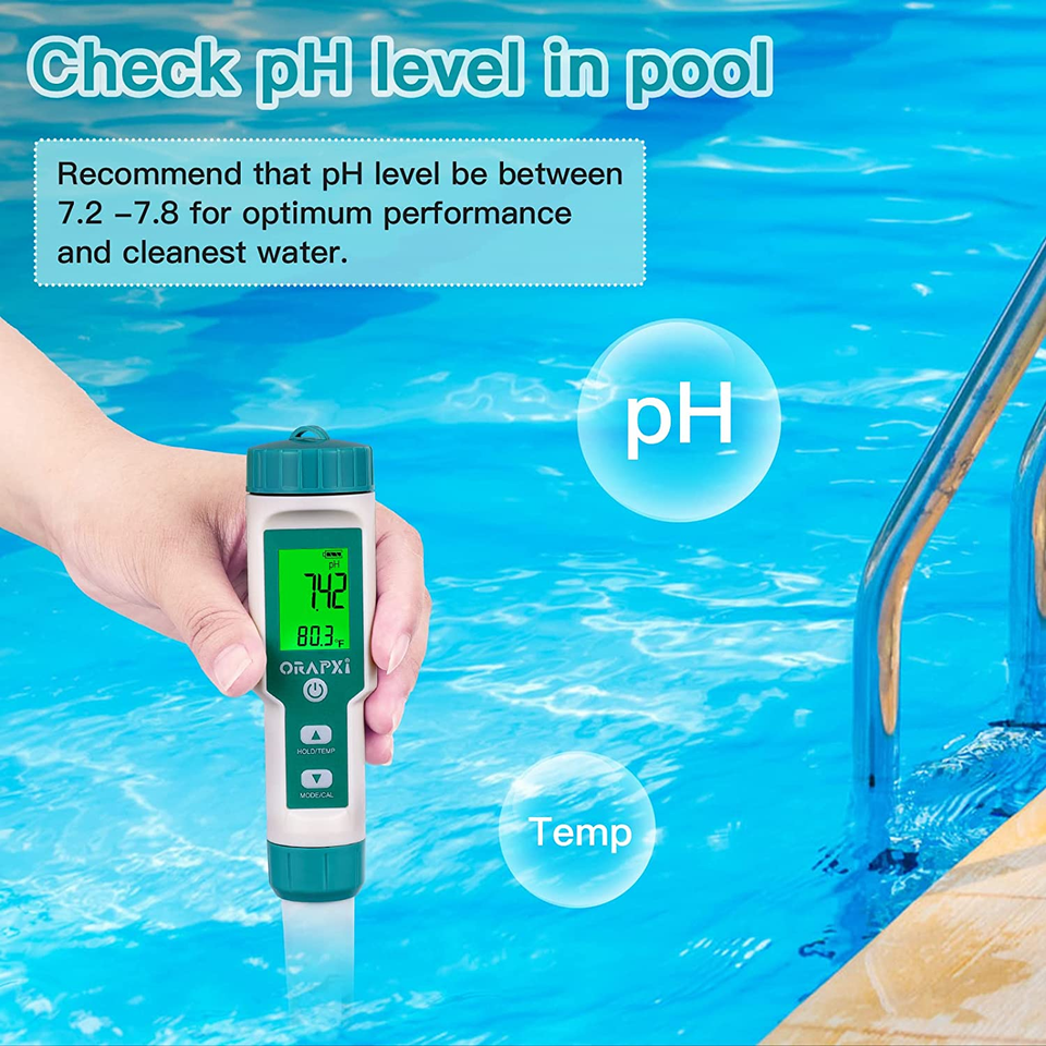 5 in 1 Digital Pool Salt Meter Water Tester pH Salinity Saltwater Pond ...