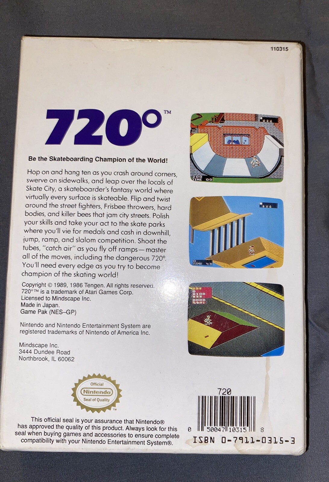 720° Degrees (Nintendo 1989) NES Skateboard Video Game with Box ...