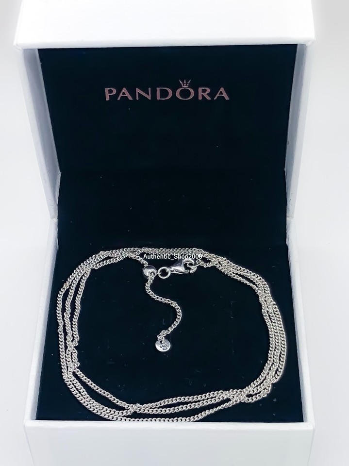 NEW 100% Authentic PANDORA 925 Silver Slide Clasp Curb Chain Necklace ...