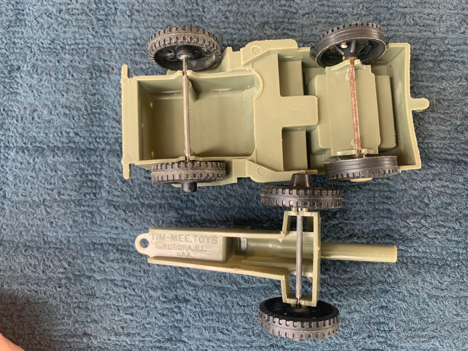 Vintage TIM-MEE Toy Plastic Green US Army Jeep & Artillery Cannon Made ...