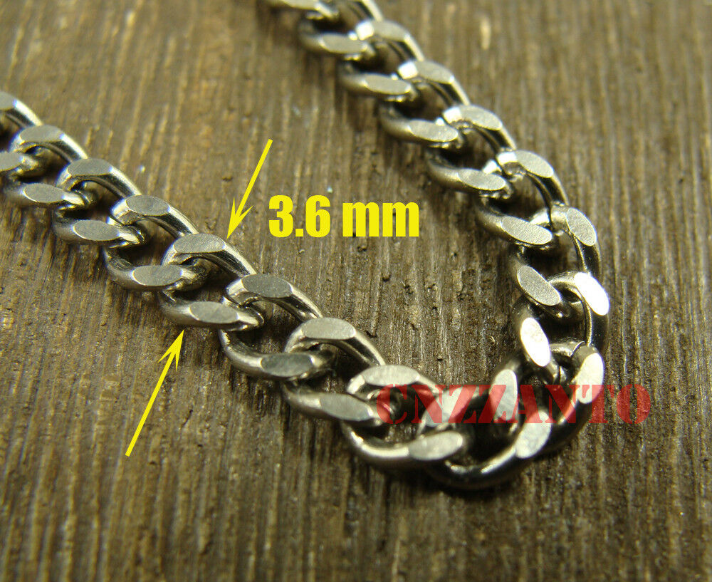Pure Titanium Curb chain necklace anti-allergy 3.5mm width 23.6 inch ...