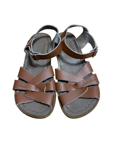 Girls Sz 13 Saltwater Sandals Kids Hoy Shoes Buckle Brown Tan Leather ...