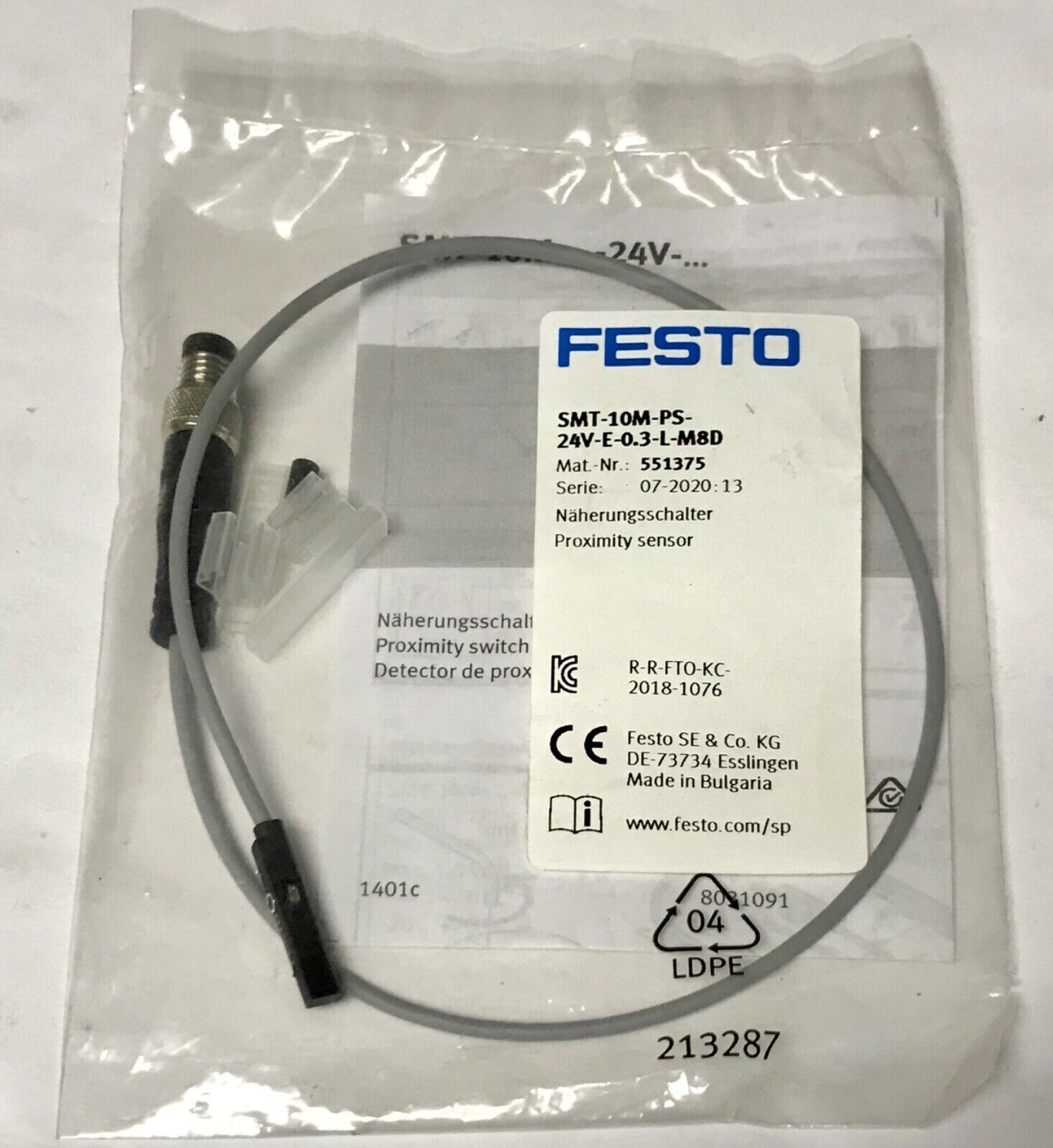 Festo SMT-10M-PS-24V-E-0,3-L-M8D 551375 Magnetic Switch New | eBay