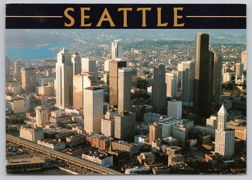 Postcard Seattle Washington Arial View Skyline c1991 Lake Union | eBay