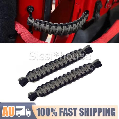 2x Paracord Grab Handles FORBY 4x4 CAR TRUCK 2 LAYER PAIR - GREY AND ...