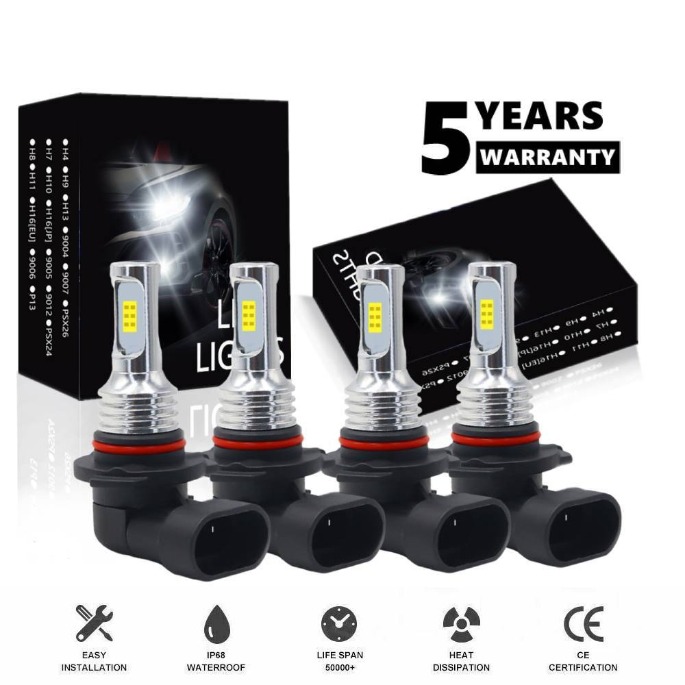 9005+9006 LED Headlights Kit COMBO Bulbs 8500K HIGH LOW Beam Super ...