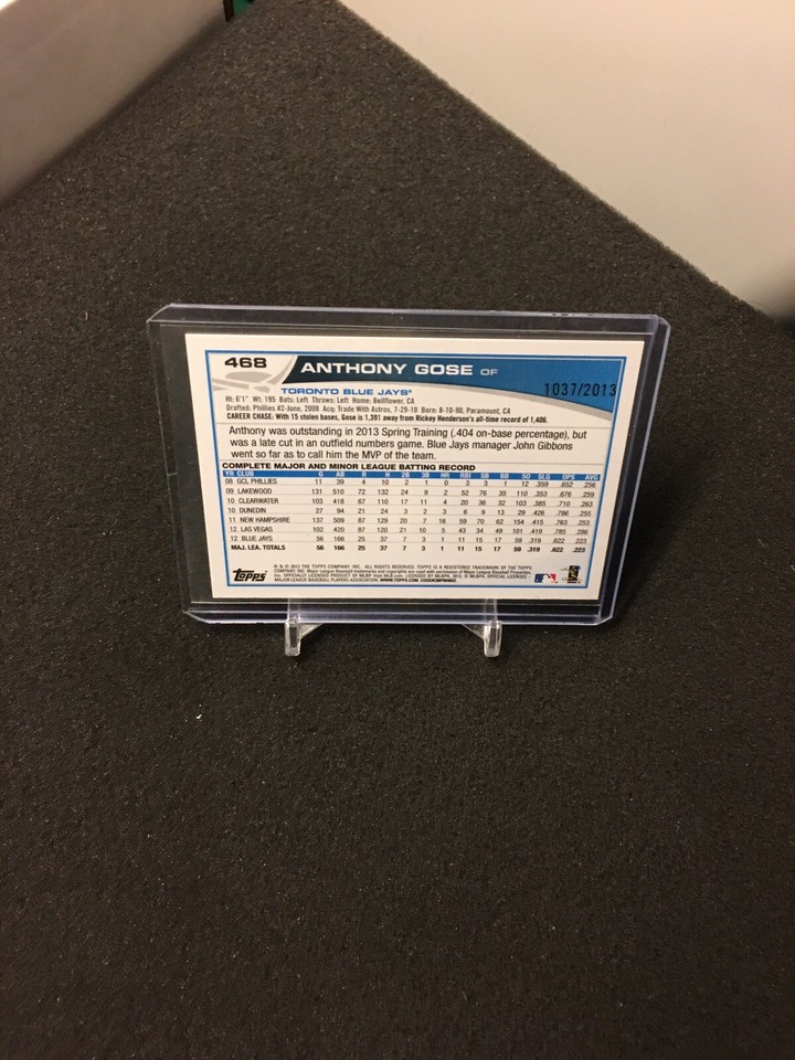 Anthony Gose Gold 2013 Topps card 468 Toronto Blue Jays 1037/2013 | eBay