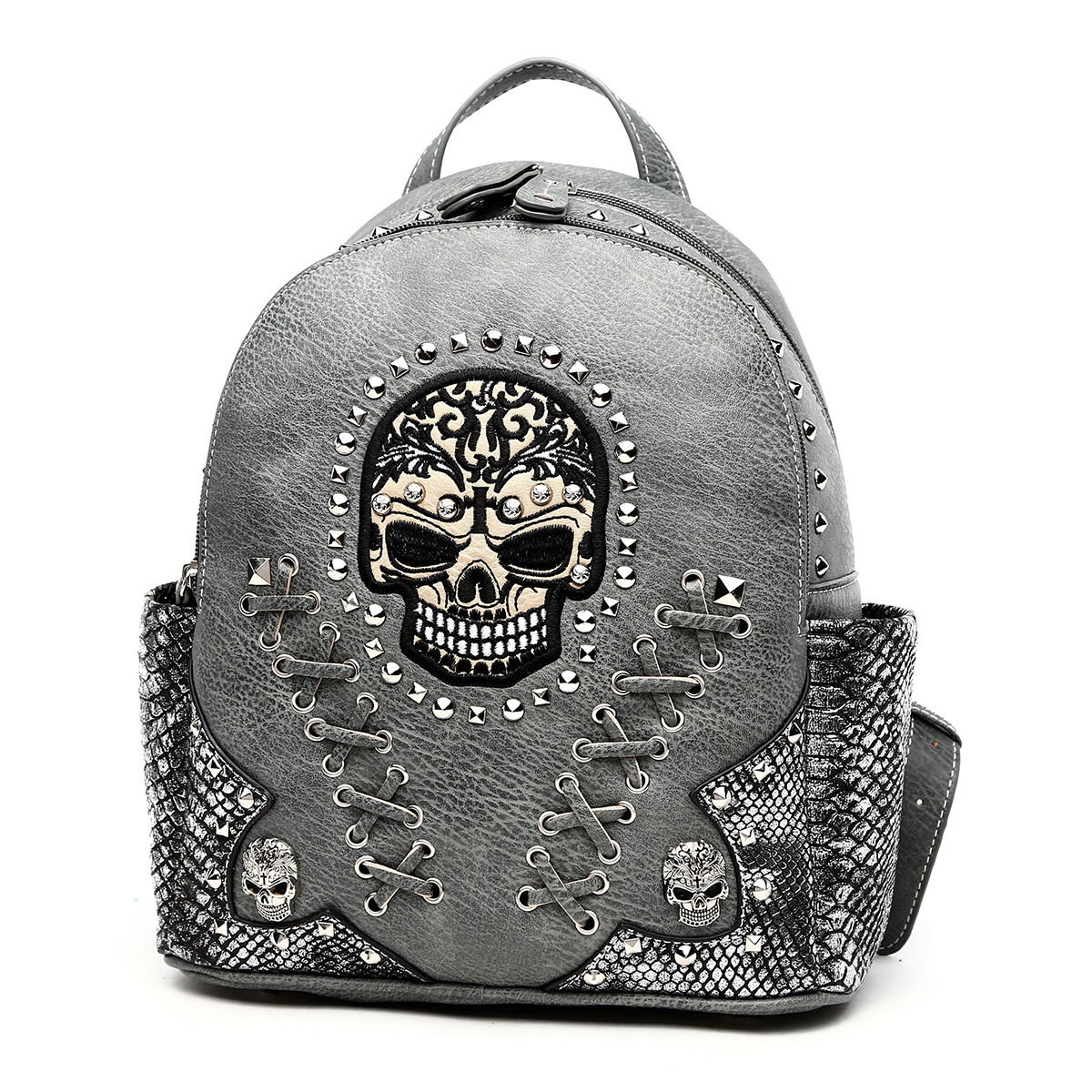 Sugar Skull Punk Backpack Women Fashion Daypack Biker Purse Bookbag ...