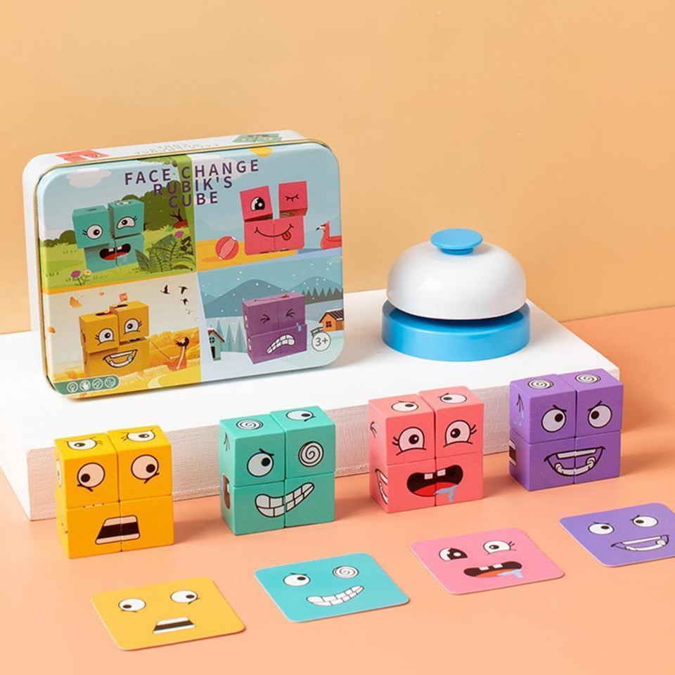 Face Changing Cube Expression Matching Block Puzzles Wooden Preschool ...