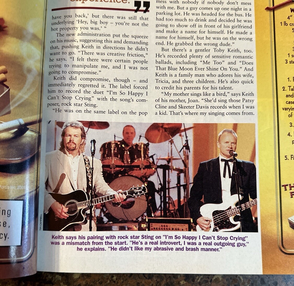 TOBY KEITH Photo Covers 2001 Country Music Magazine MINT 6 Page Feature ...