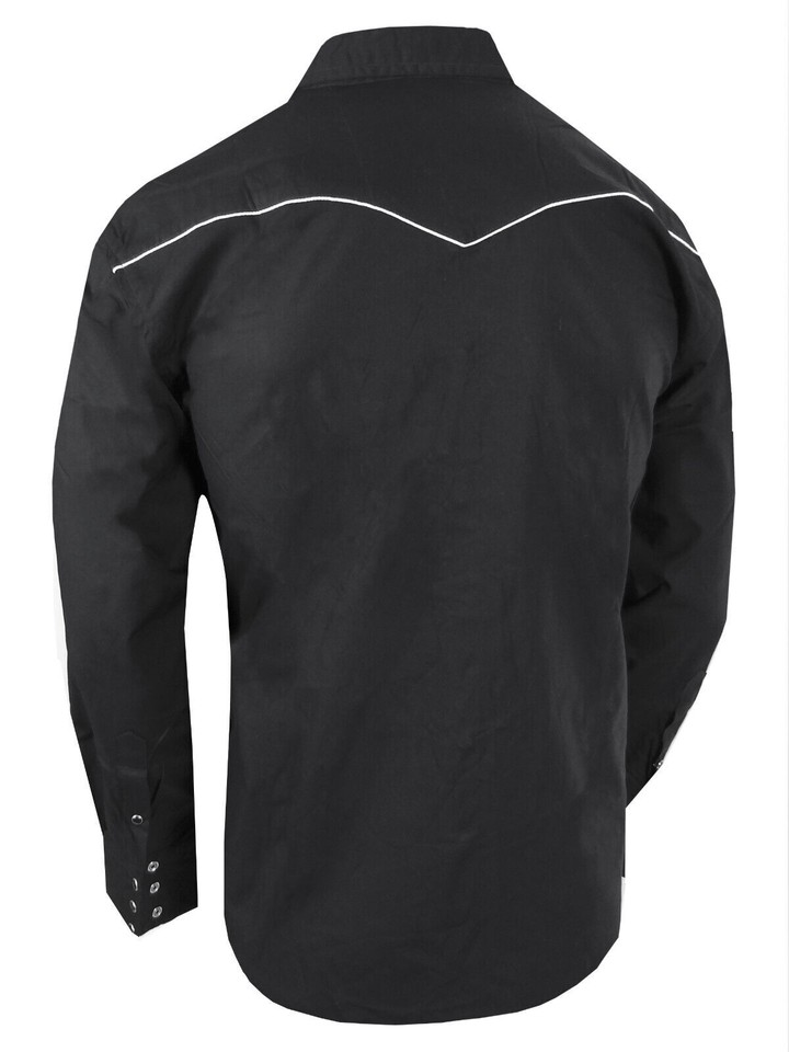 Rodeo Western Shirt Mens White Trim Stripe Pearl Snaps Pockets TRUE FIT ...