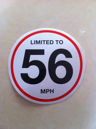 2 X 150 Mm Vehicle Speed Limited To 56 Mph Restriction Stickers Vinyl ...