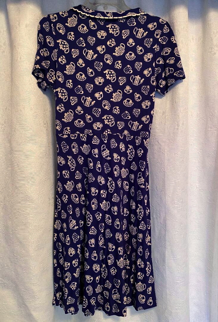 Cath Kidston Vintage Tea Cups/Kettle Dress, Size Small - Gem