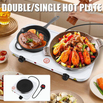 Double Electric Hot Plate Portable Travel Table Top Cooker Hob 1000W ...