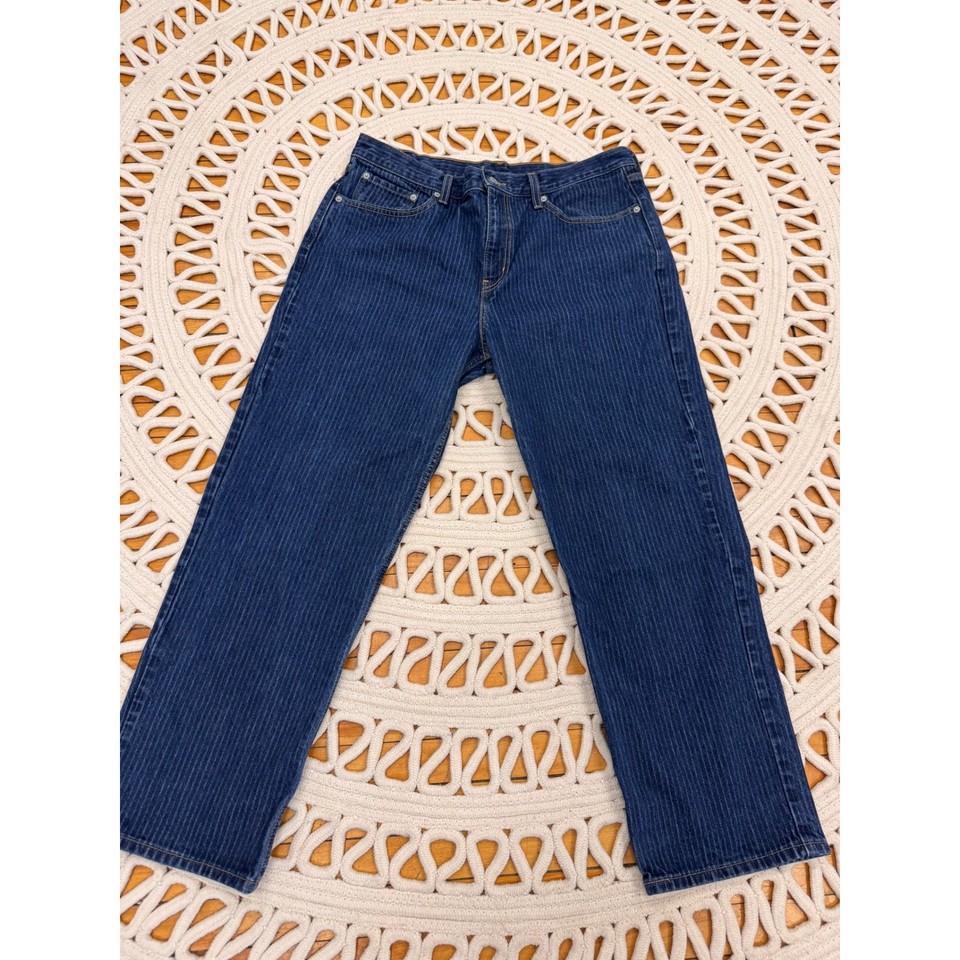 Levi's 550 Jeans Mens W33 L30 Dark Wash Striped Denim Straight Fit | eBay